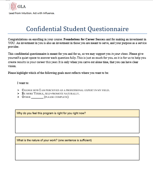 Student Questionnaire - In Our Shoes